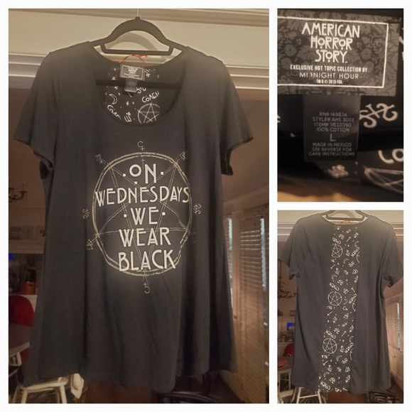 Hot Topic | Tops | Ahs Wednesdays We Wear Black Short Sleeve Dressy ...